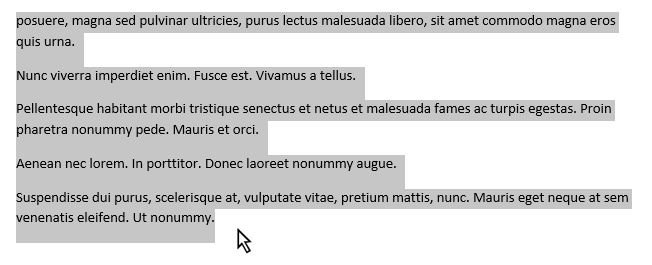 Word: Quick Text Selection Methods