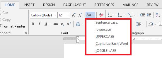 Word: Changing Text Case