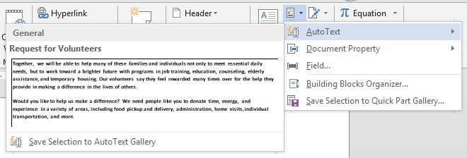 Word: Automatically Insert Text with AutoText
