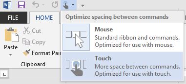 Word: Enable or Disable Touch Mode and Mouse Mode