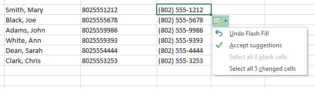 Excel: Use Flash Fill, Concatenate and Text to Columns