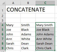 Excel: Use Flash Fill, Concatenate and Text to Columns
