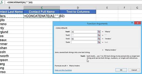 Excel: Use Flash Fill, Concatenate and Text to Columns