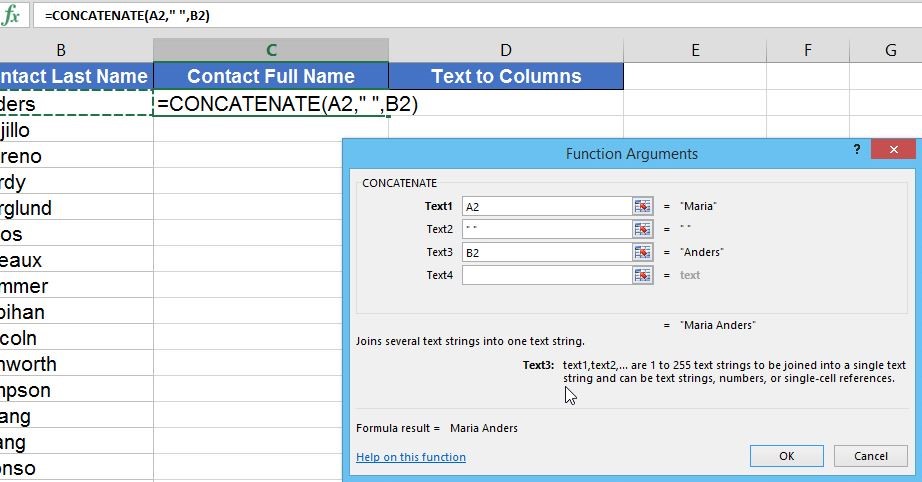 Excel: Use Flash Fill, Concatenate and Text to Columns
