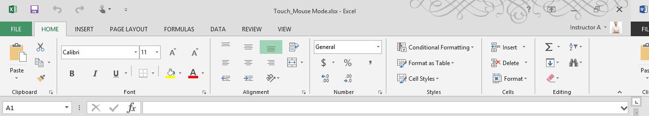 Excel: Enable or Disable Touch Mode and Mouse Mode