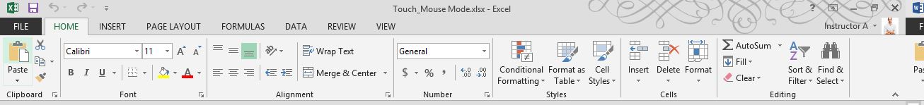 Excel: Enable or Disable Touch Mode and Mouse Mode