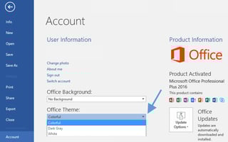 Change the Look of Office 2016 Using Microsoft Office Themes